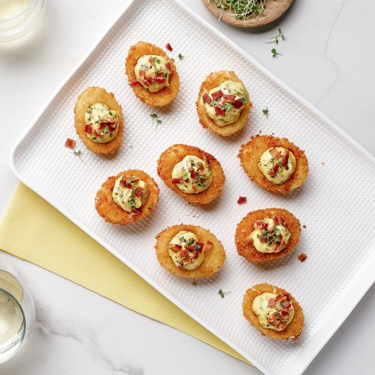 Oeufs frits, ail rôti et bacon - 5 ingredients 15 minutes