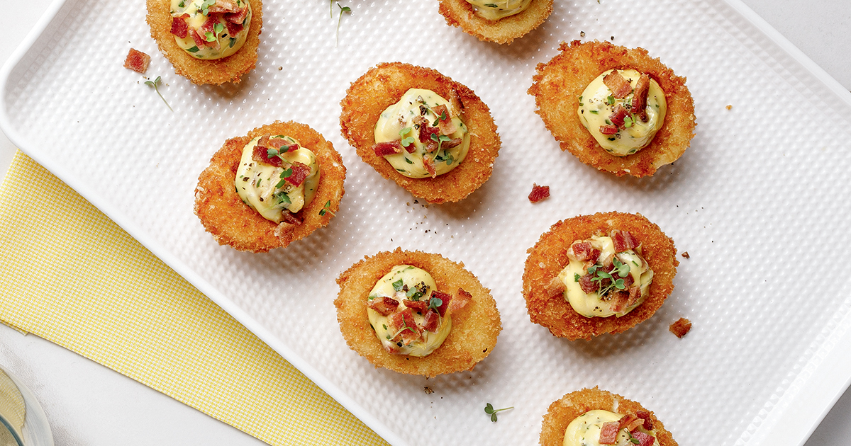 Oeufs frits, ail rôti et bacon - 5 ingredients 15 minutes