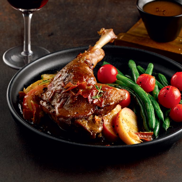 Braisé de canard au prosciutto et aux pommes - 5 ingredients 15 minutes