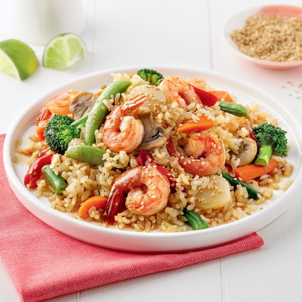 Riz aux crevettes et miel - 5 ingredients 15 minutes