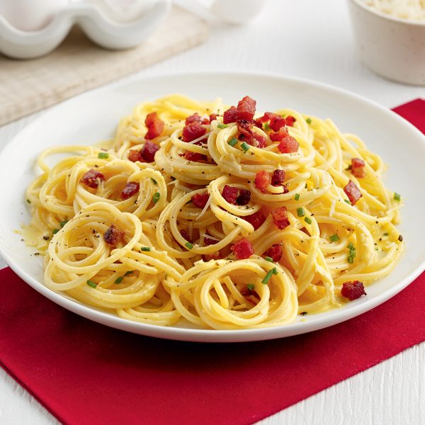Pâtes carbonara express sans gluten - 5 ingredients 15 minutes