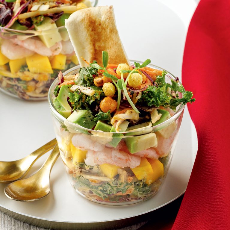 Verrines de salade ranch, crevettes et mangue - 5 ingredients 15 minutes