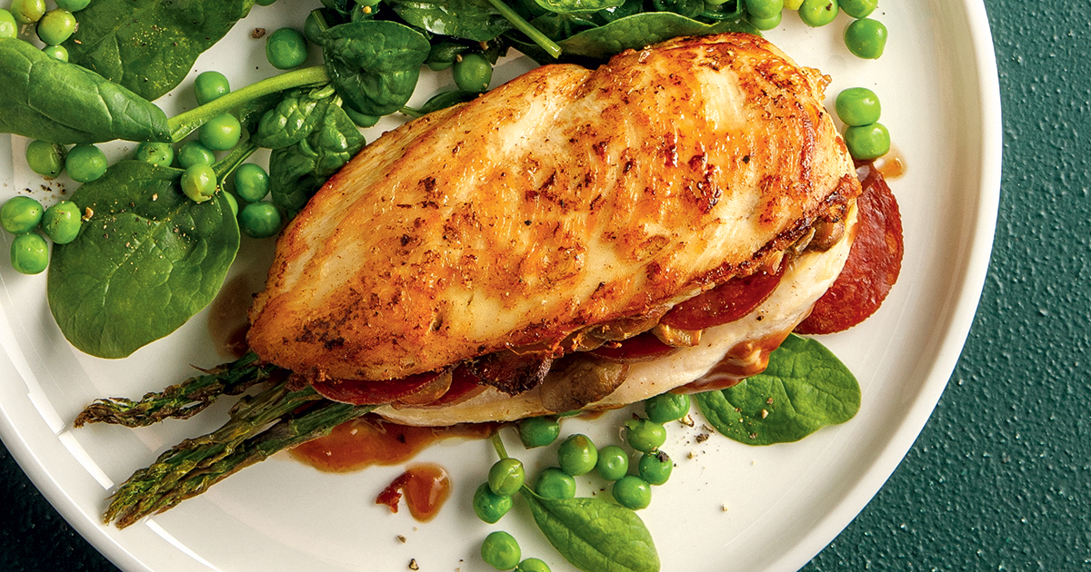 Poulet farci au salametti, champignons et asperges - 5 ingredients 15 ...