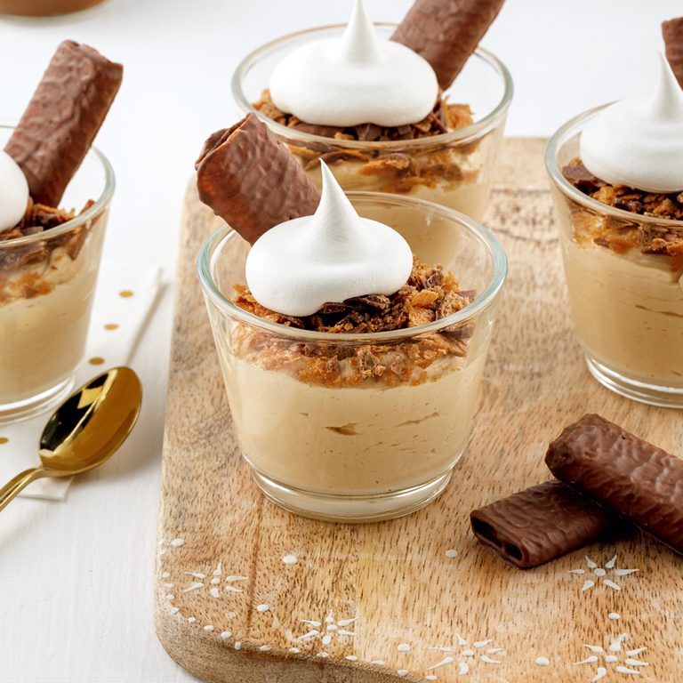 Verrines croquantes de mousse dulce de leche - 5 ingredients 15 minutes