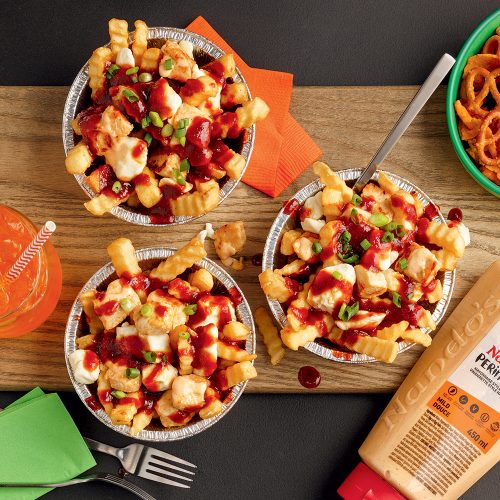 Mini-poutines épicées au poulet - 5 ingredients 15 minutes