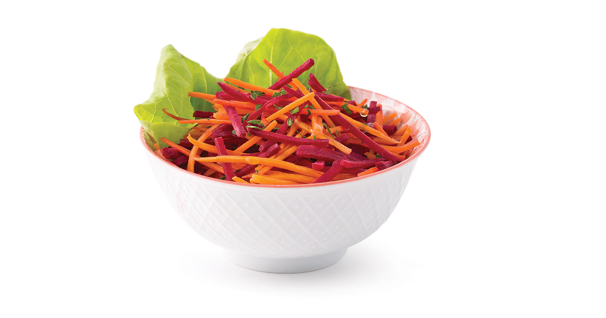 Salade de juliennes de betteraves et carottes - 5 ingredients 15 minutes