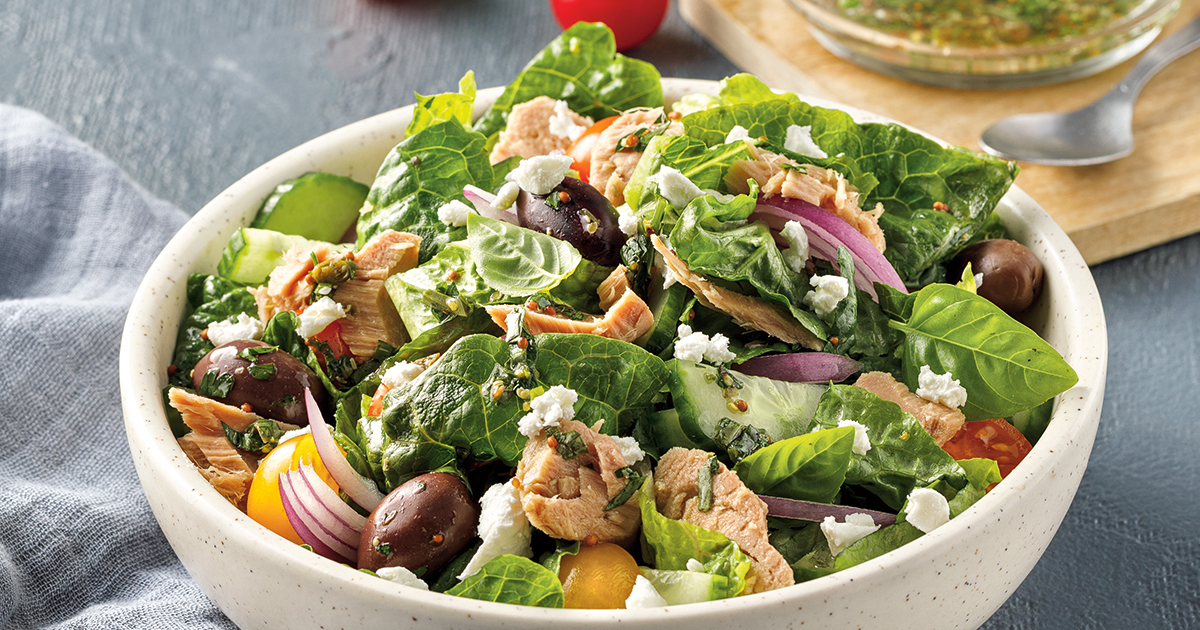 Salade fraîcheur au thon et fromage de chèvre - 5 ingredients 15 minutes