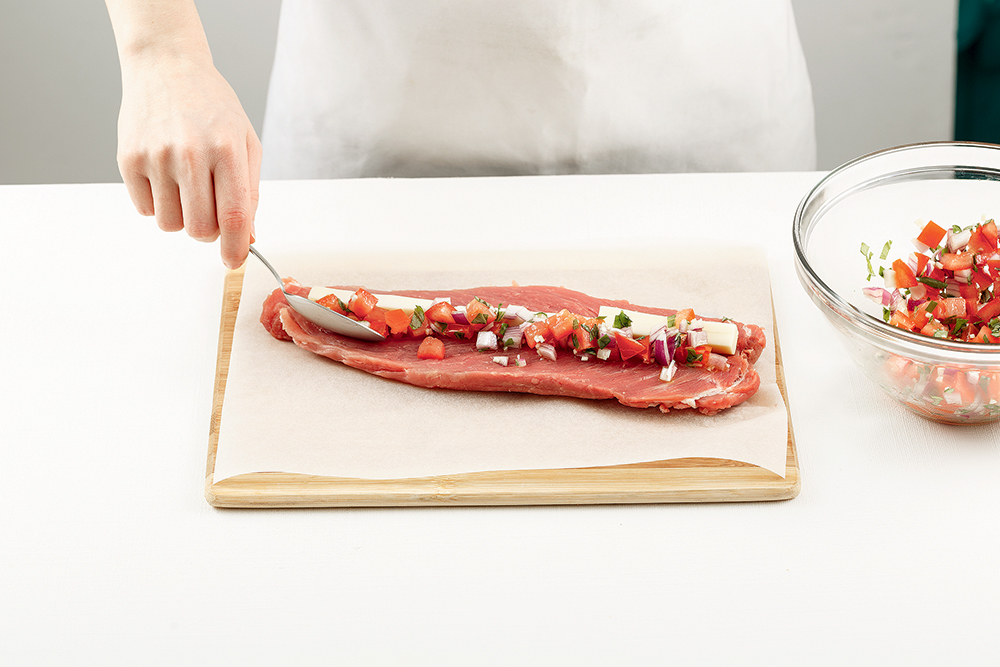 Filet de porc farci bruschetta et mozzarella - 5 ingredients 15 minutes