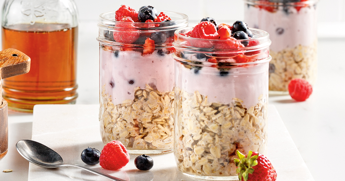 "Overnight oats" style parfait aux fruits - 5 ingredients 15 minutes
