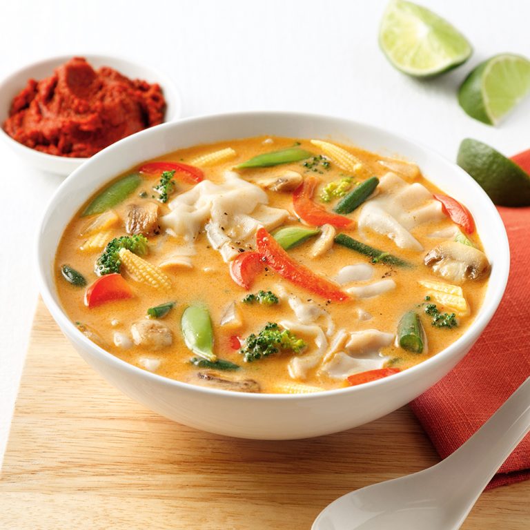 Soupe aux dumplings, cari et lait de coco - 5 ingredients 15 minutes