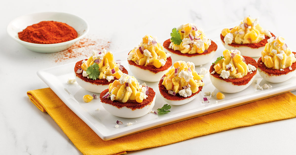 Deviled eggs au maïs et feta - Glouton