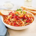 Spaghetti au salami et tomates - 5 ingredients 15 minutes