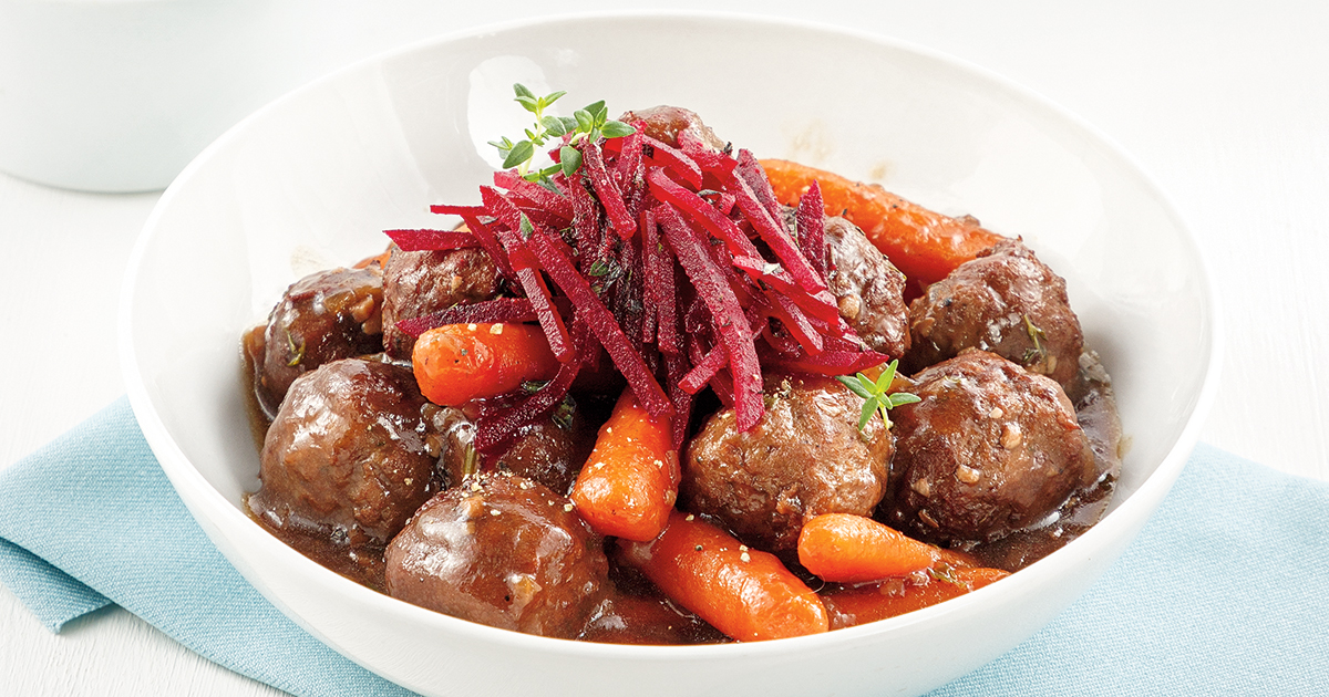 Ragoût de boulettes au vin rouge - 5 ingredients 15 minutes