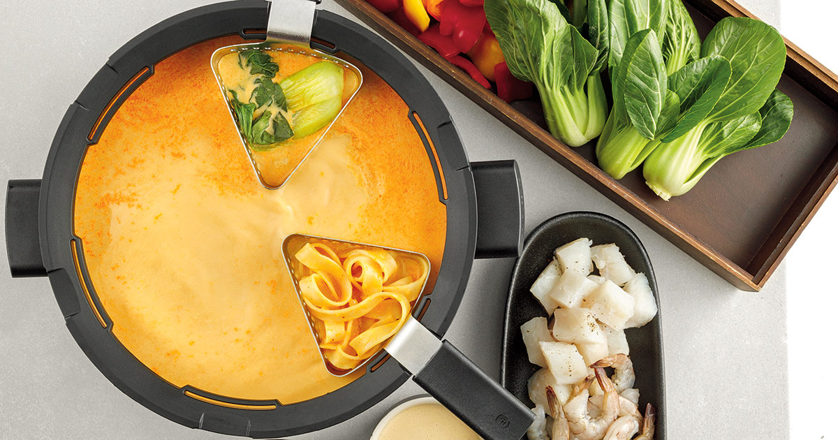 Fondue cari-coco - 5 ingredients 15 minutes