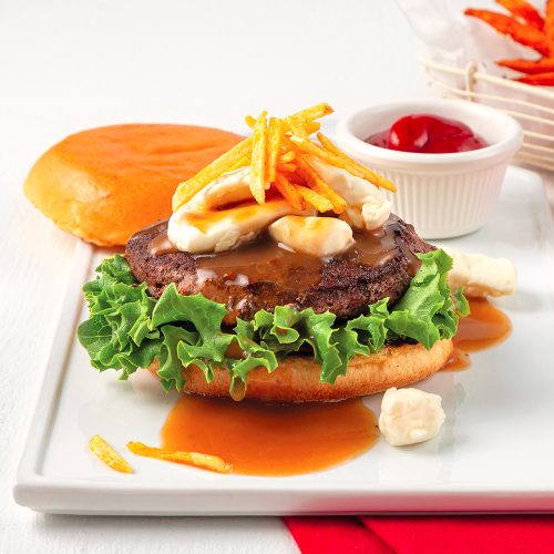 Burgers de boeuf à la poutine - 5 ingredients 15 minutes