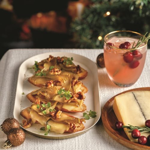 Crostinis au fromage et poires caramélisées - 5 ingredients 15 minutes