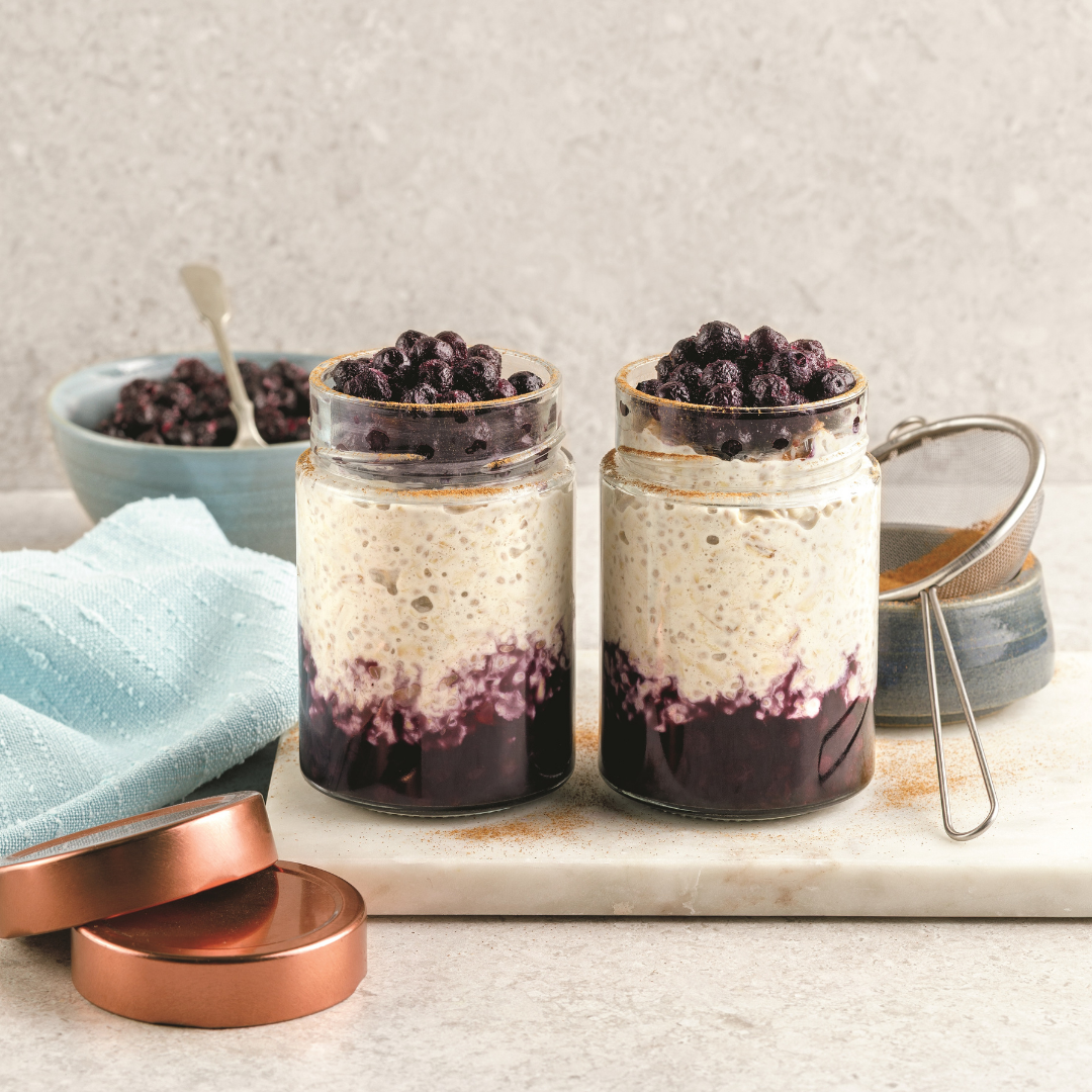 Gruau overnight aux bleuets sauvages - 5 ingredients 15 minutes