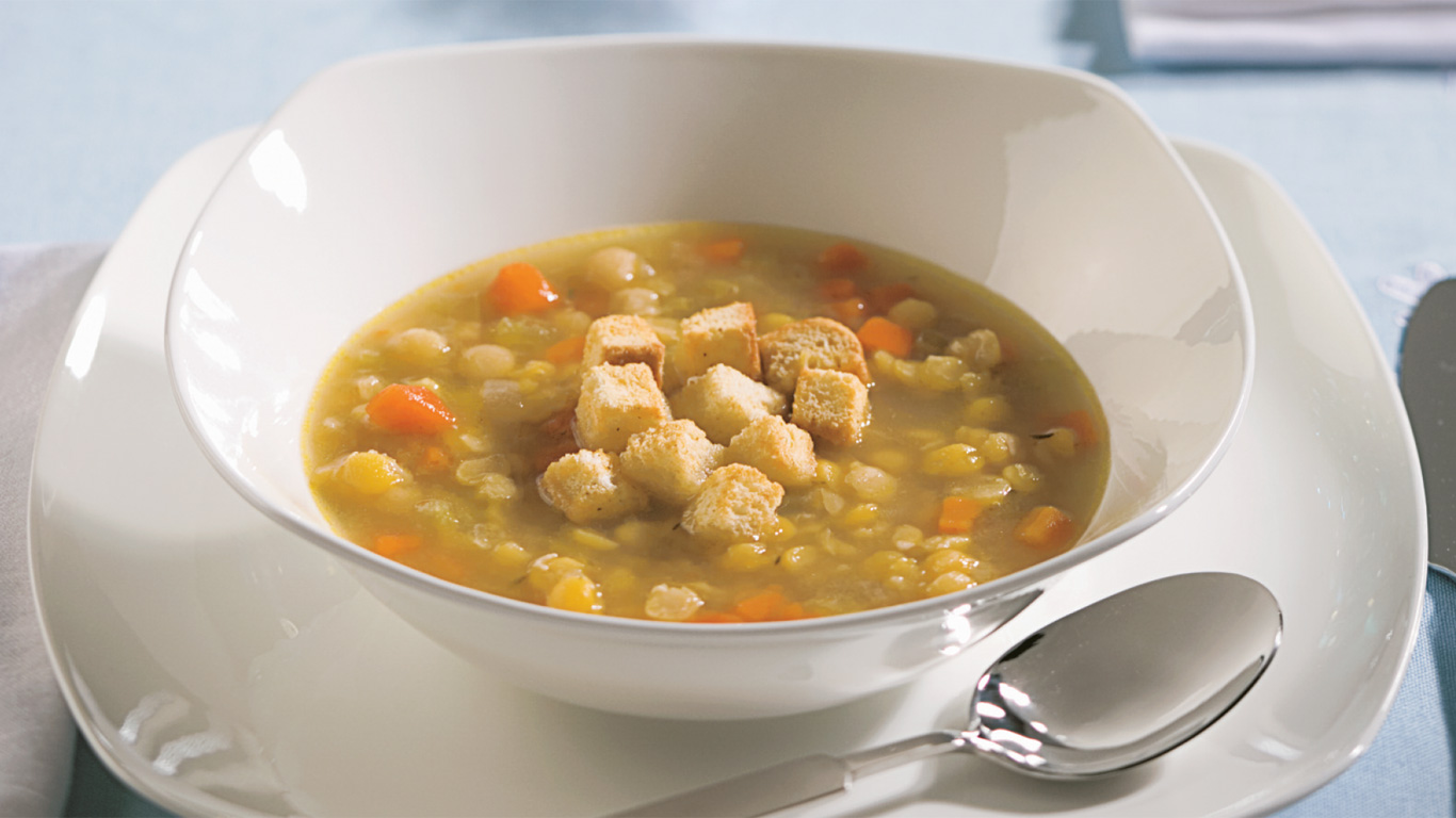 Soupe aux pois et ses croûtons - Les recettes de Caty