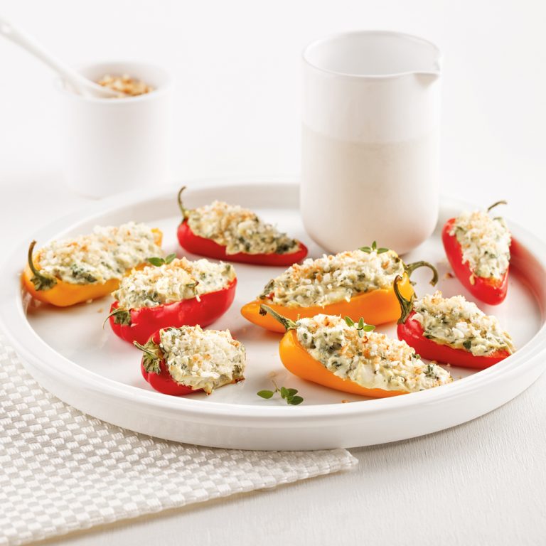Mini-poivrons farcis style trempette aux artichauts - Les recettes de Caty