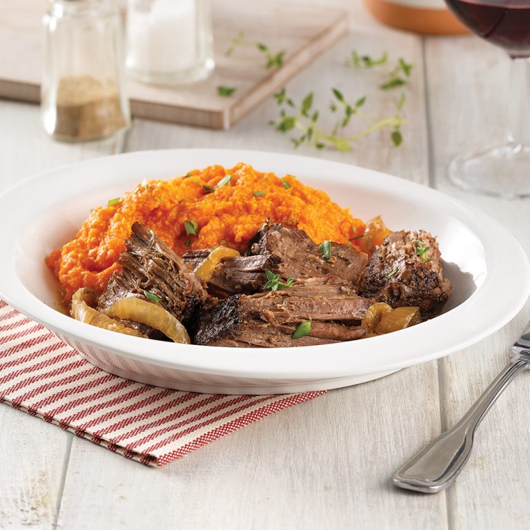 Rôti de palette aux oignons et à la moutarde à la mijoteuse - Je Cuisine